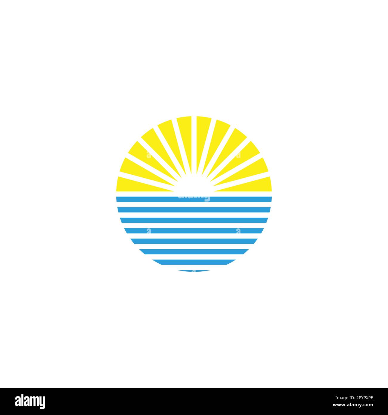 Sunrise, sea geometric symbol simple logo vector Stock Vector Image ...