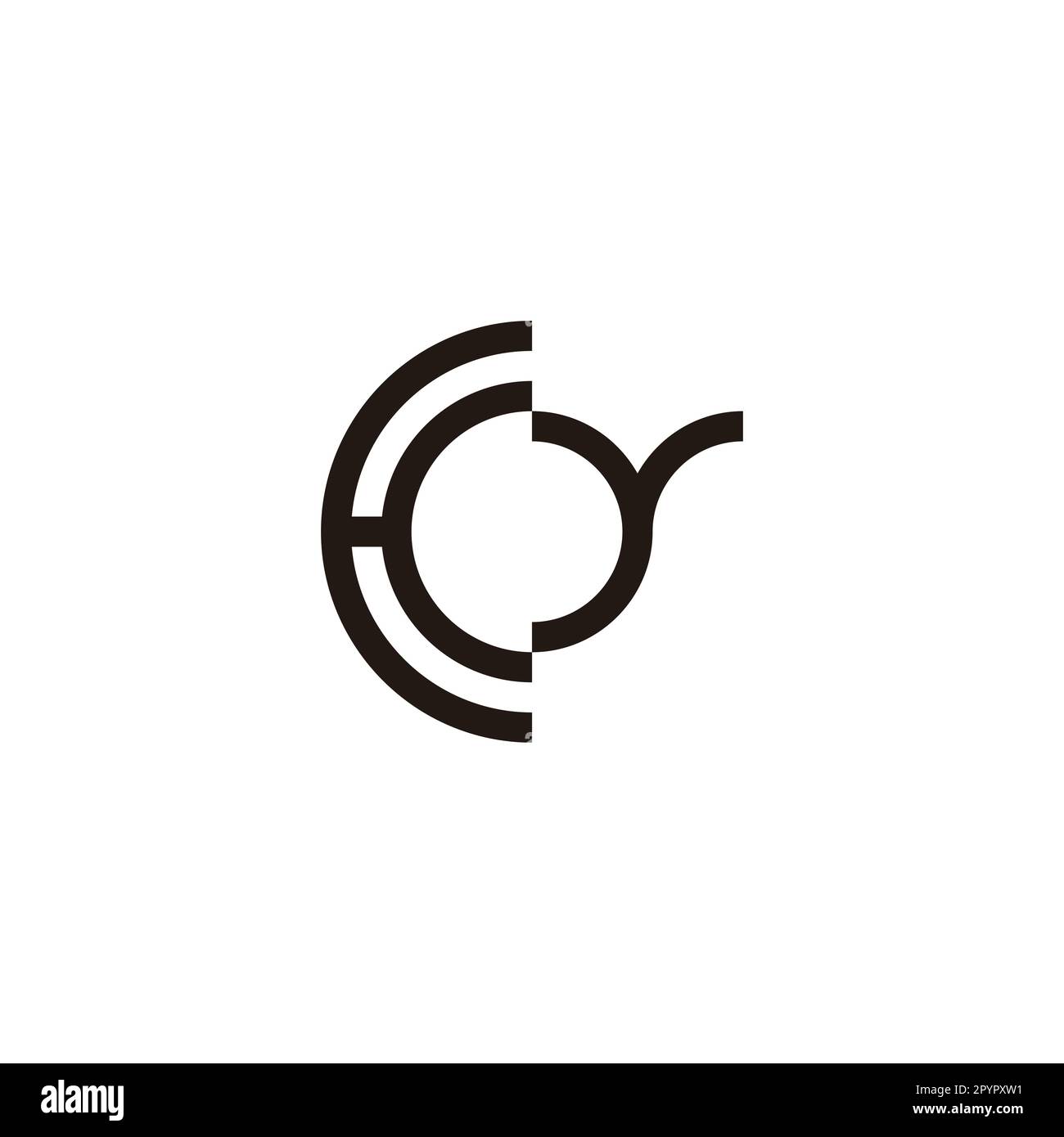 Letter Hy circle, curve geometric symbol simple logo vector Stock ...