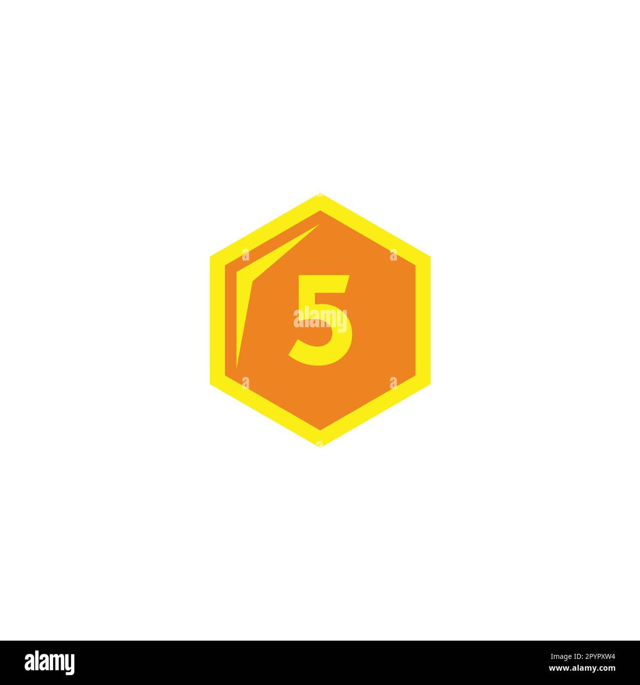 Number 5 hexagon, gold geometric symbol simple logo vector Stock Vector ...