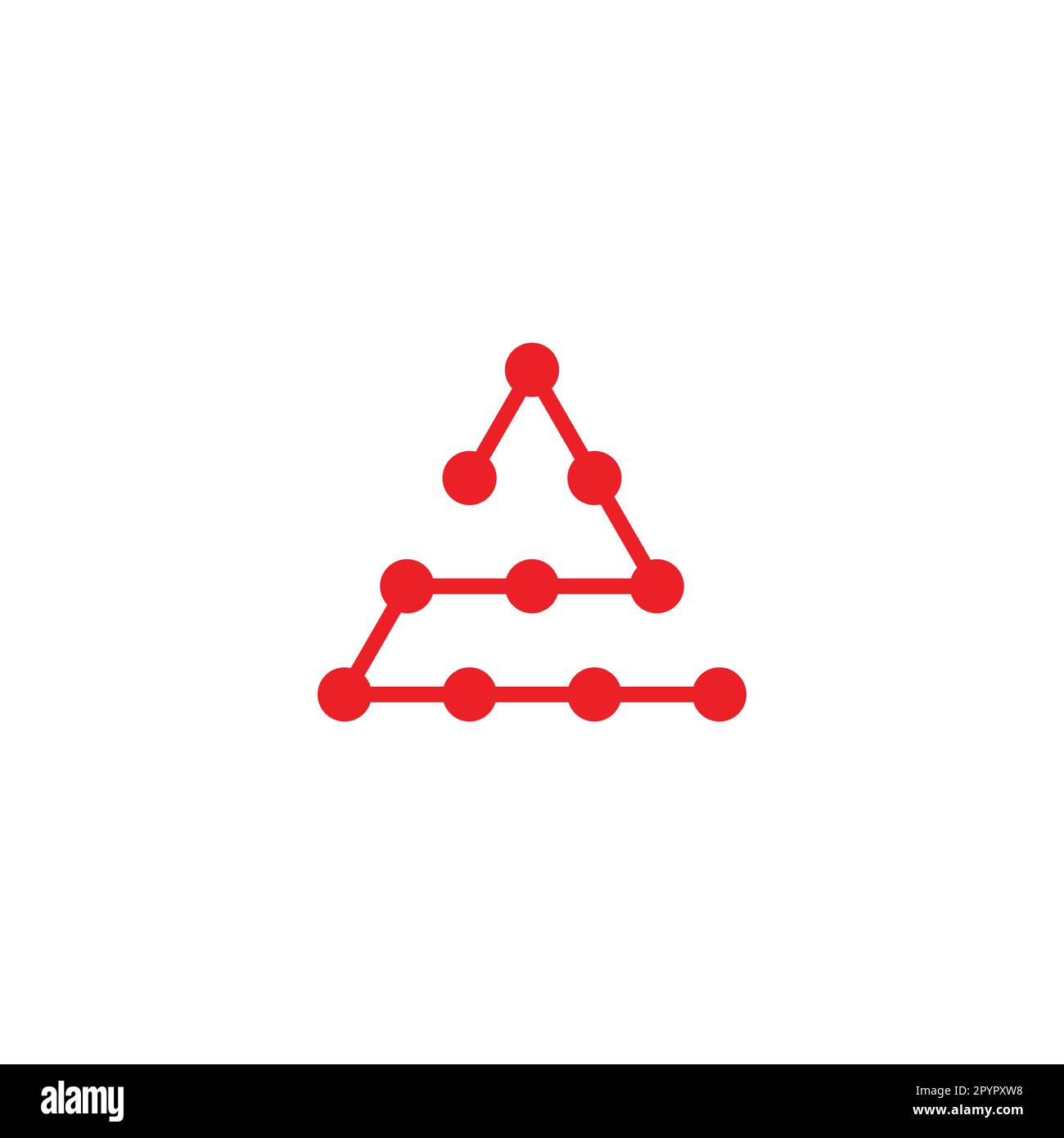 Number 2 triangle, molecules geometric symbol simple logo vector Stock ...