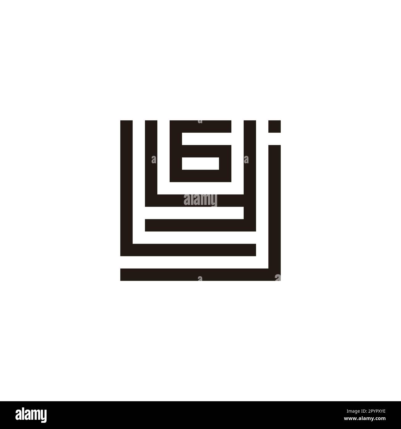 Letter j, L, y and number 6 square geometric symbol simple logo vector ...