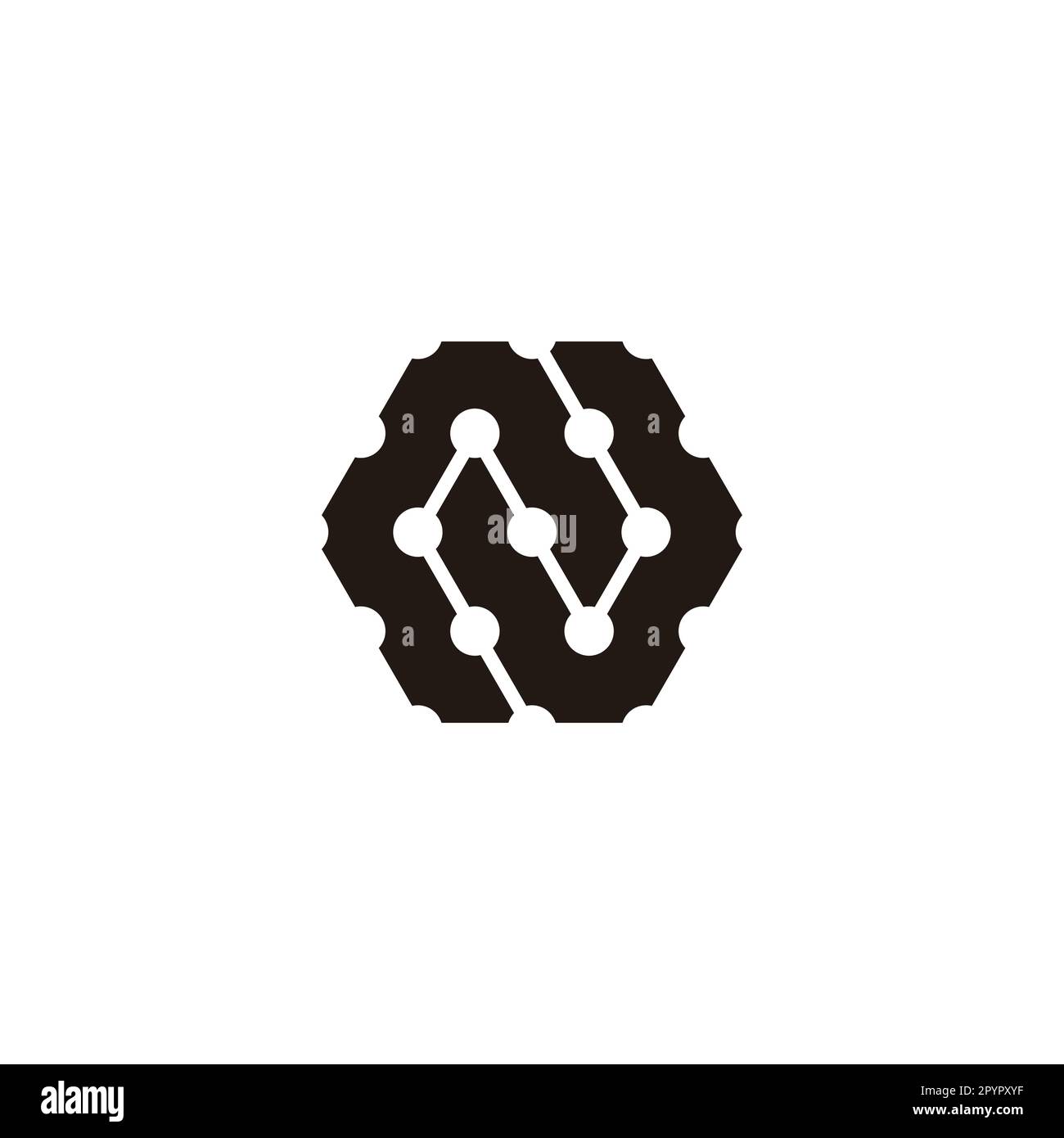Letter N hexagon, molecules, outline geometric symbol simple logo vector Stock Vector Image ...