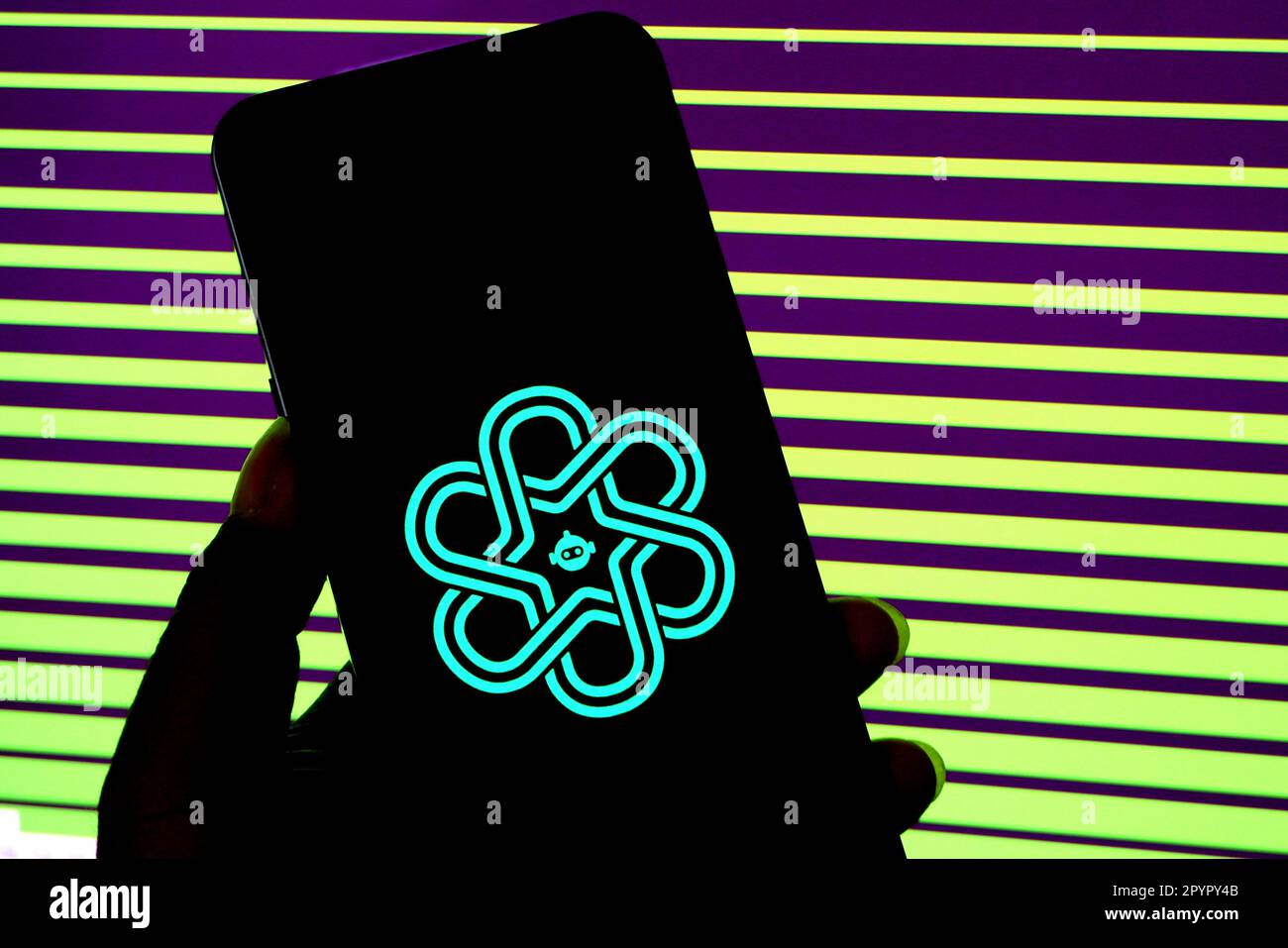 In this photo illustration, a Chat Bot AI logo is displayed on a ...