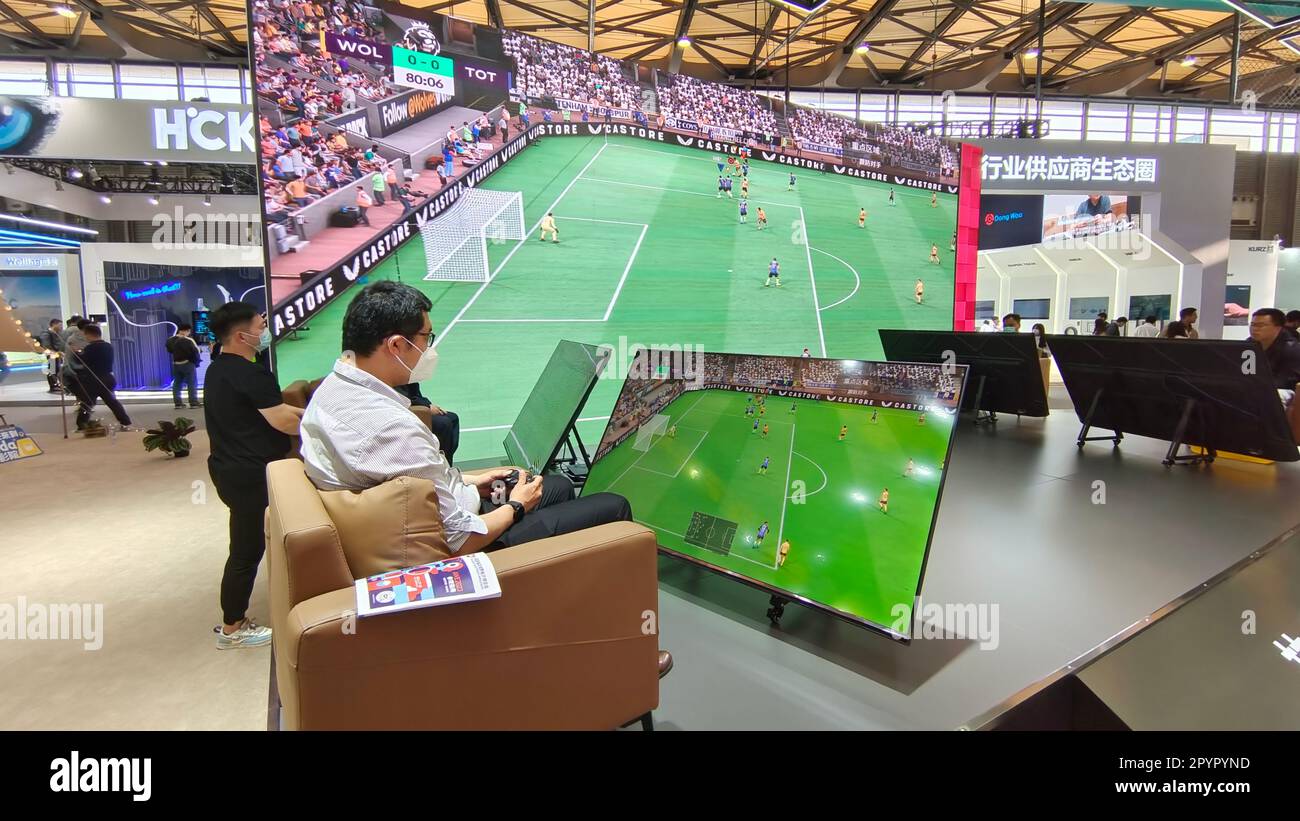 SHANGHAI, CHINA - APRIL 27, 2023 - Visitors visit the booth of high-end ...