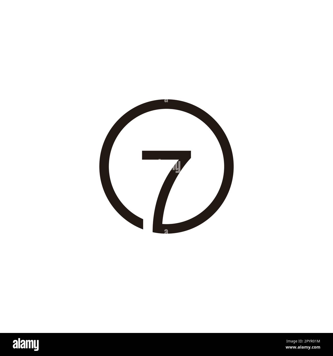 Number 7 circle, rounded geometric symbol simple logo vector Stock ...