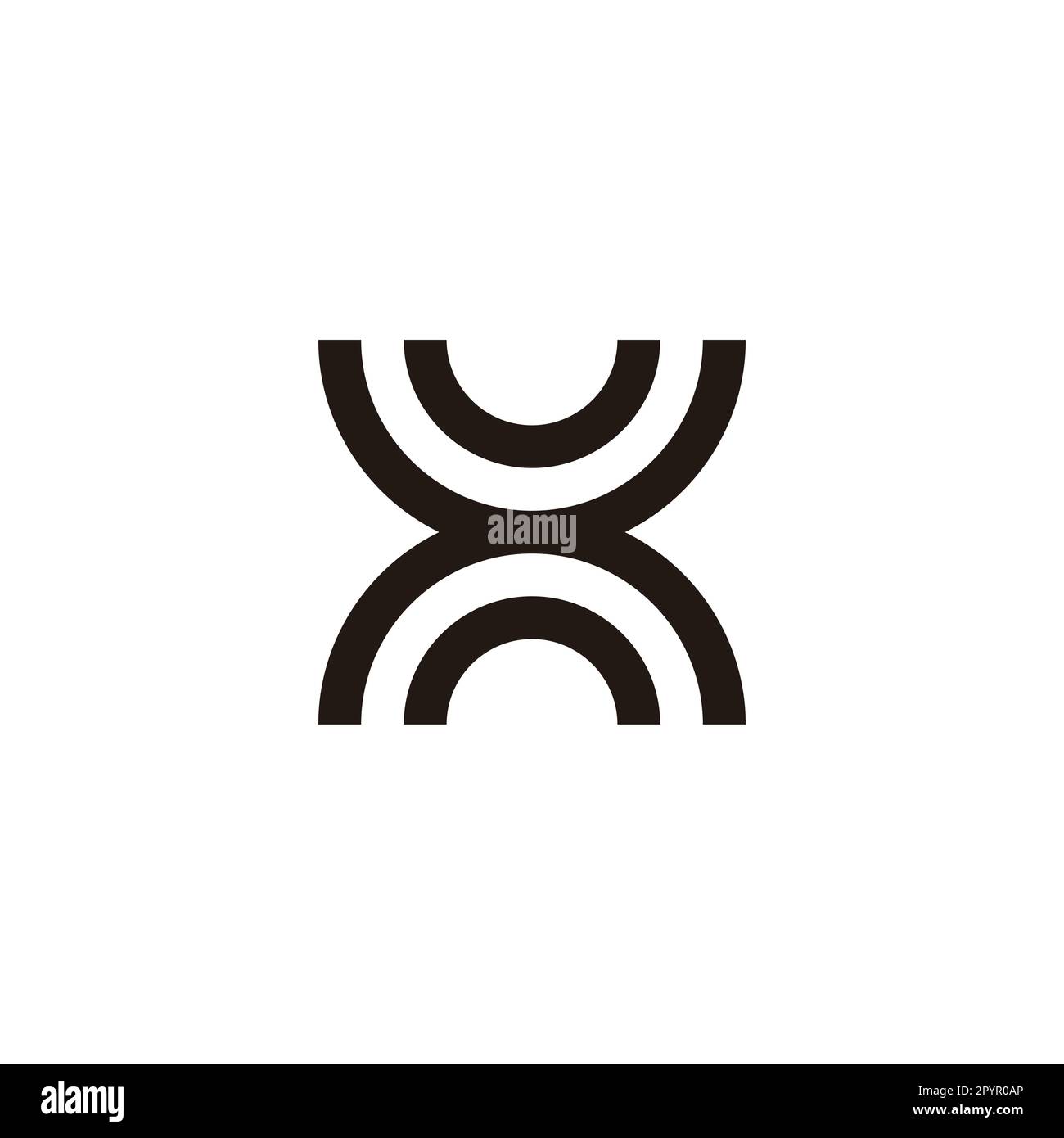 Letter U X And N Curve Geometric Symbol Simple Logo Vector Stock