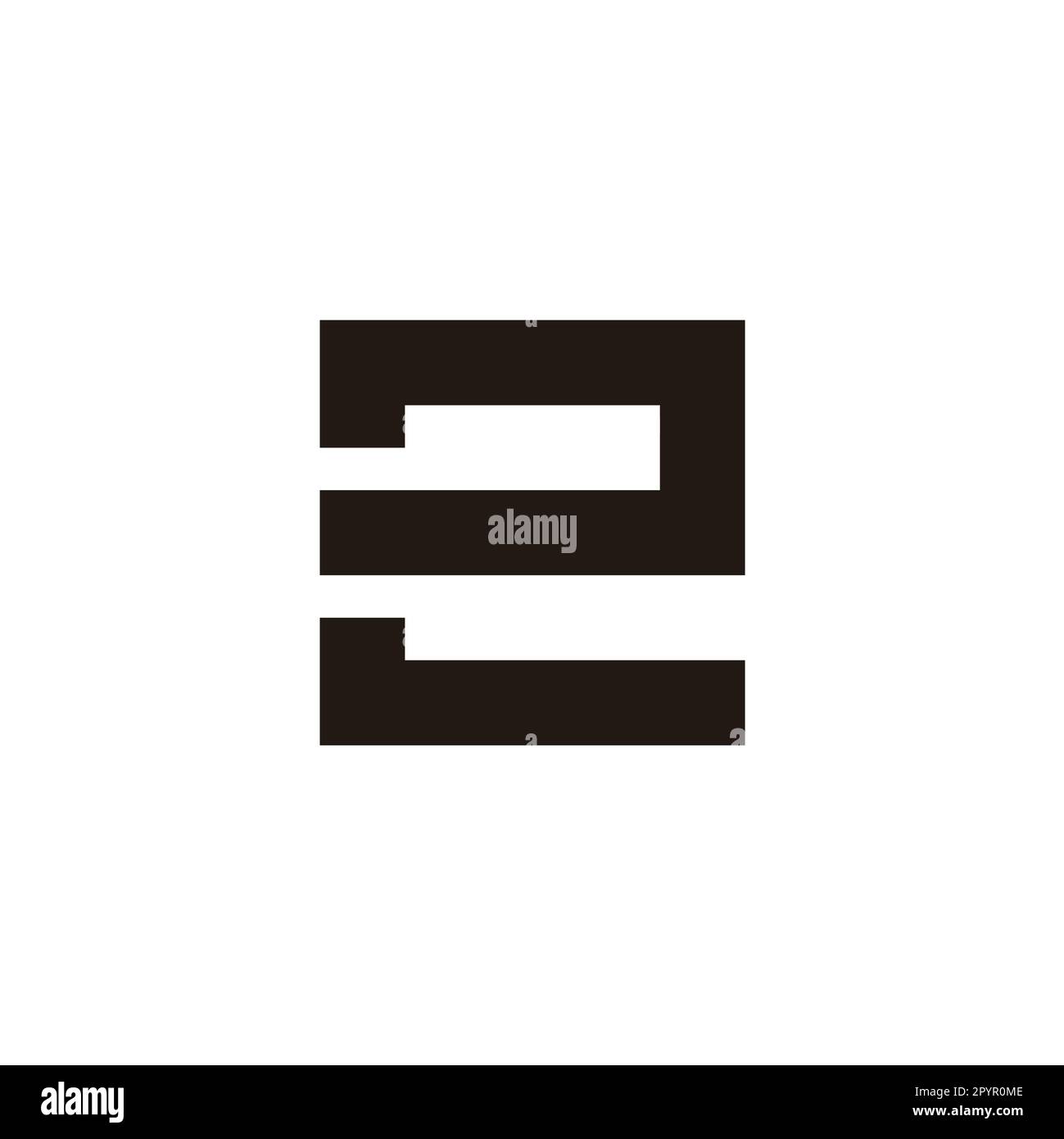 Letter e number 2 square, stripe geometric symbol simple logo vector ...