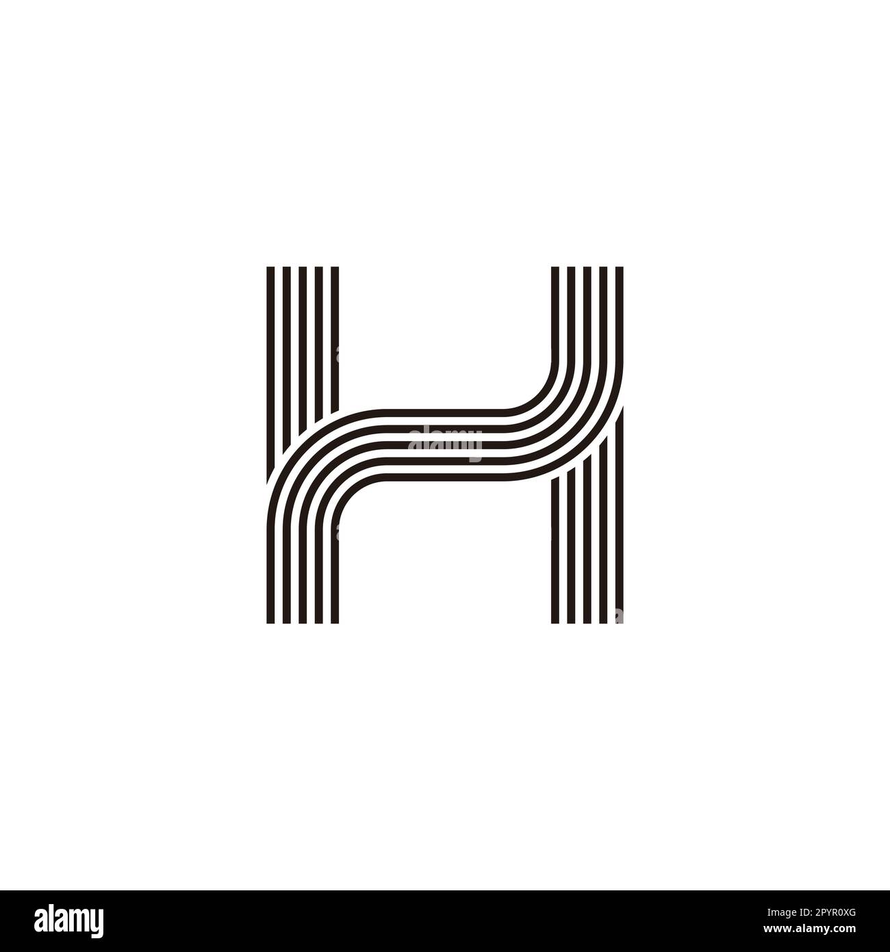 Letter H lines, curve geometric symbol simple logo vector Stock Vector ...