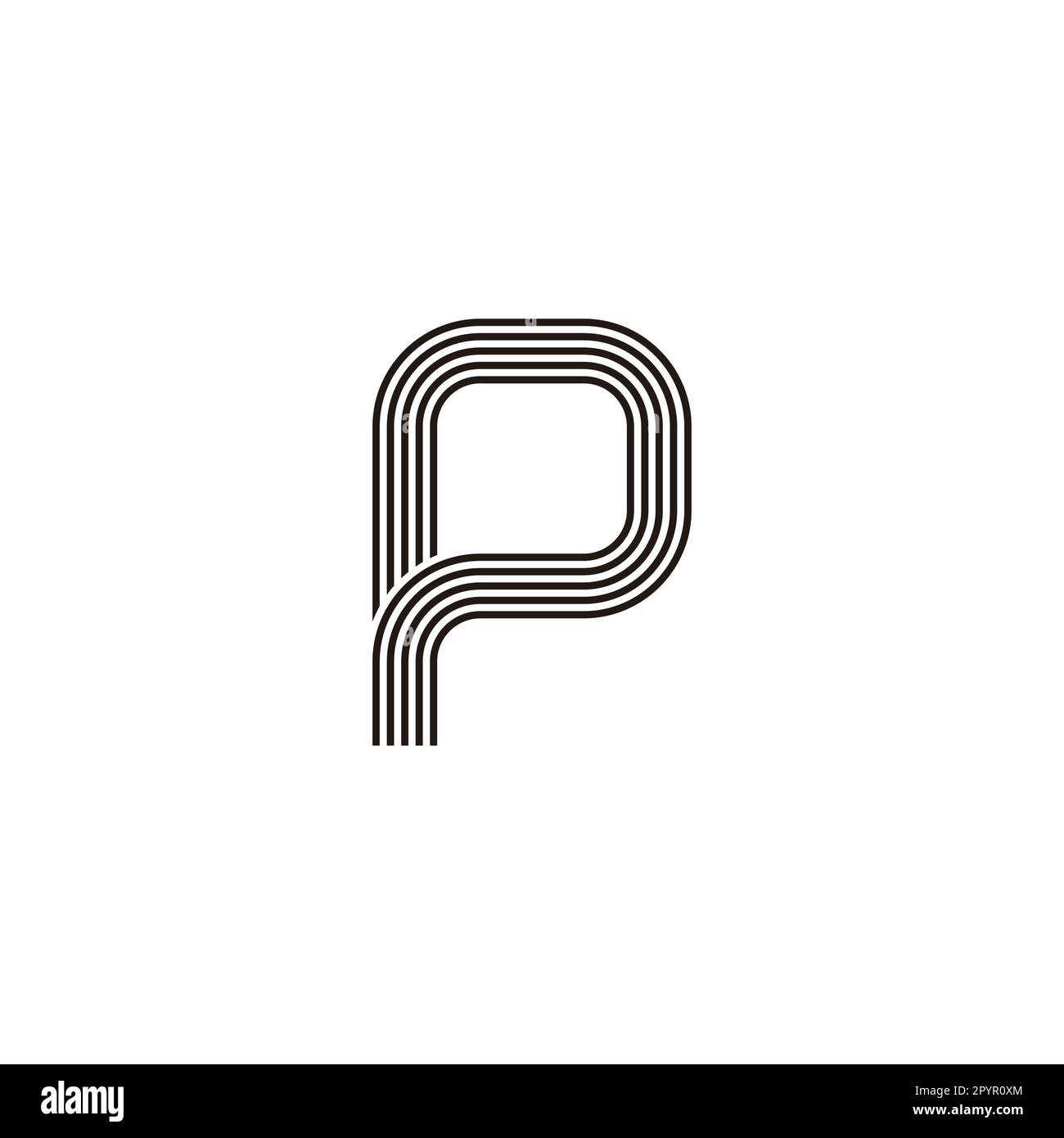 Letter P lines, curve geometric symbol simple logo vector Stock Vector ...