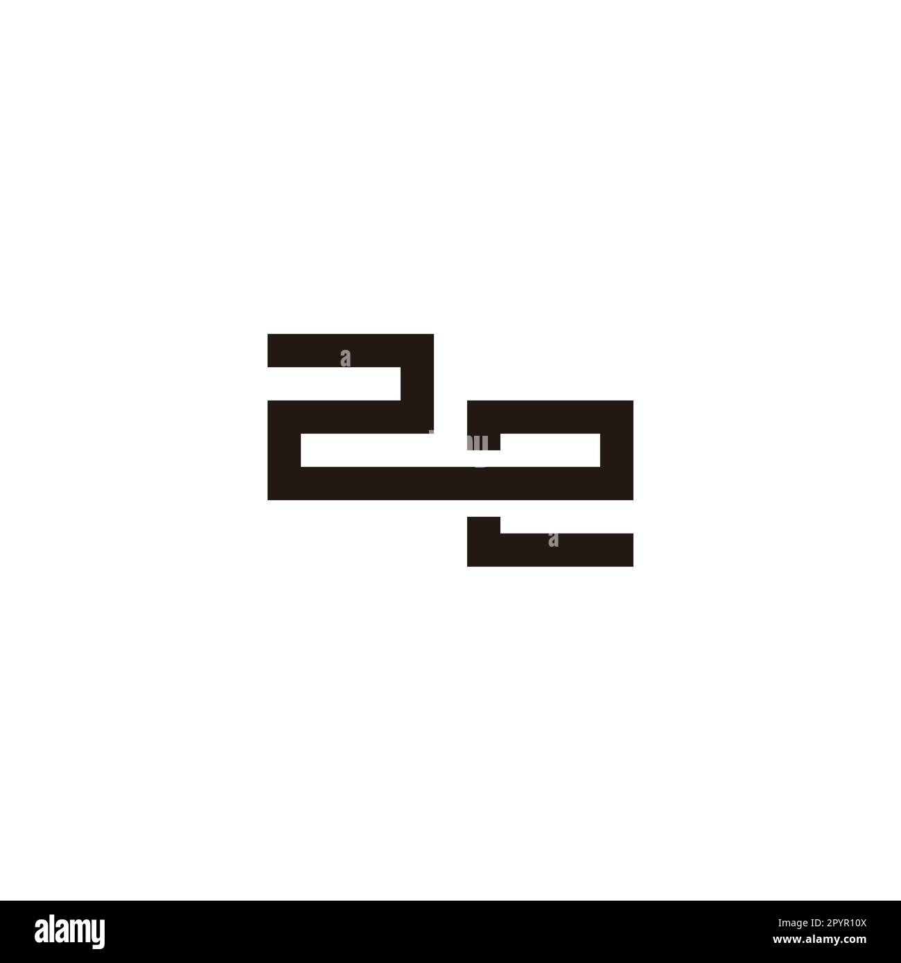 Number 2 letter e connect, square geometric symbol simple logo vector ...