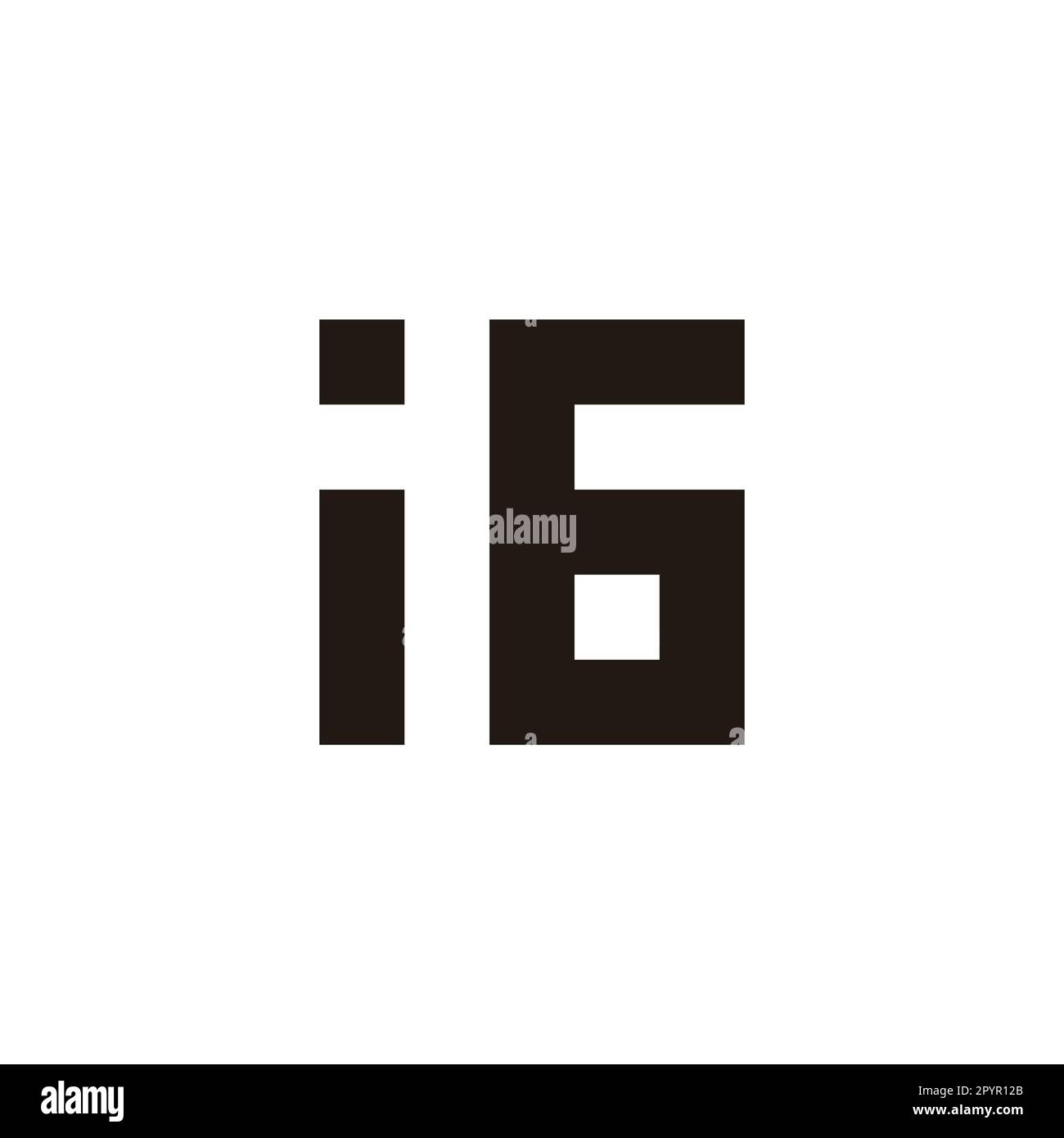 Letter i and number 6 square geometric symbol simple logo vector Stock ...