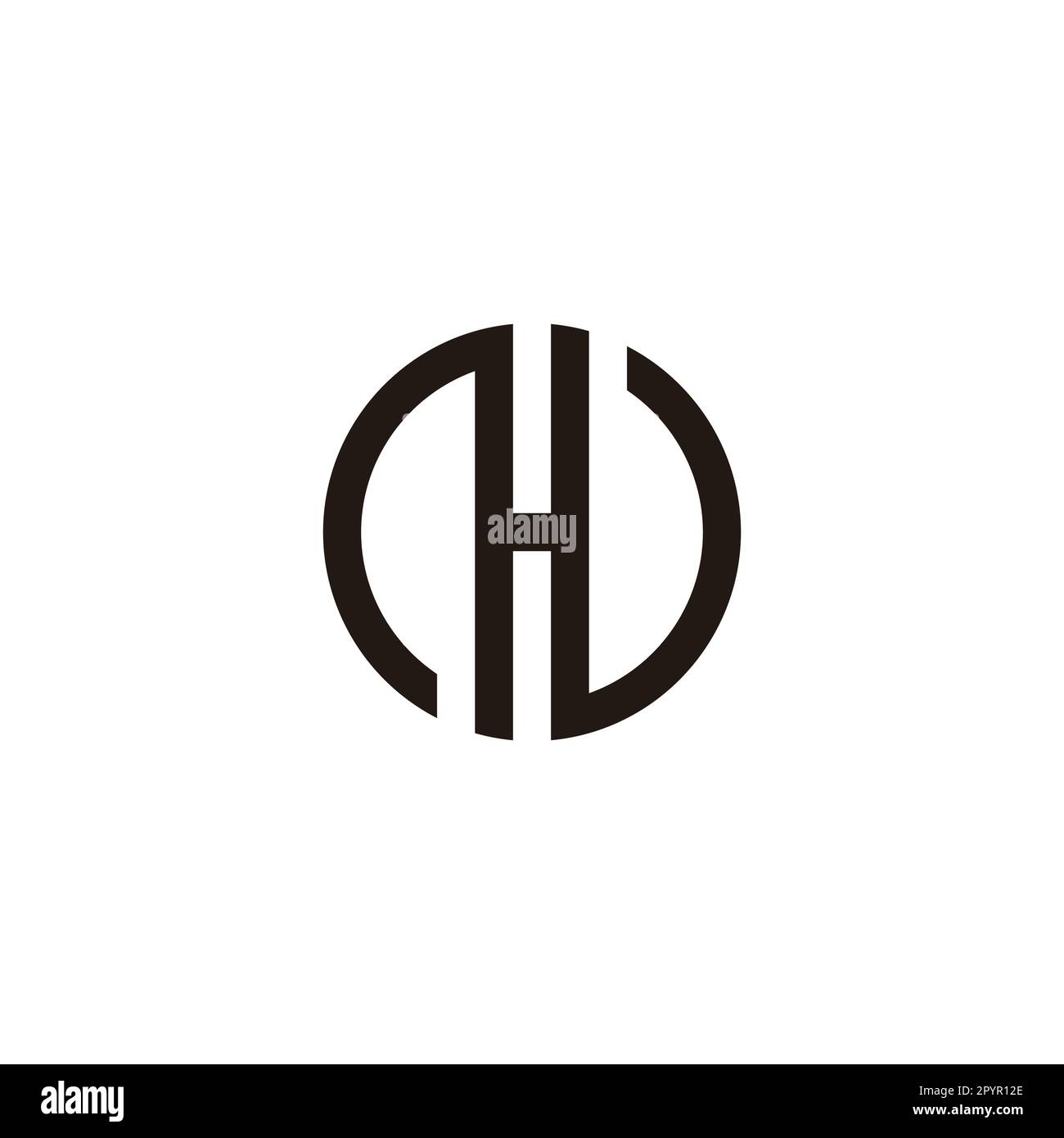 Letter H rounded, circle geometric symbol simple logo vector Stock ...