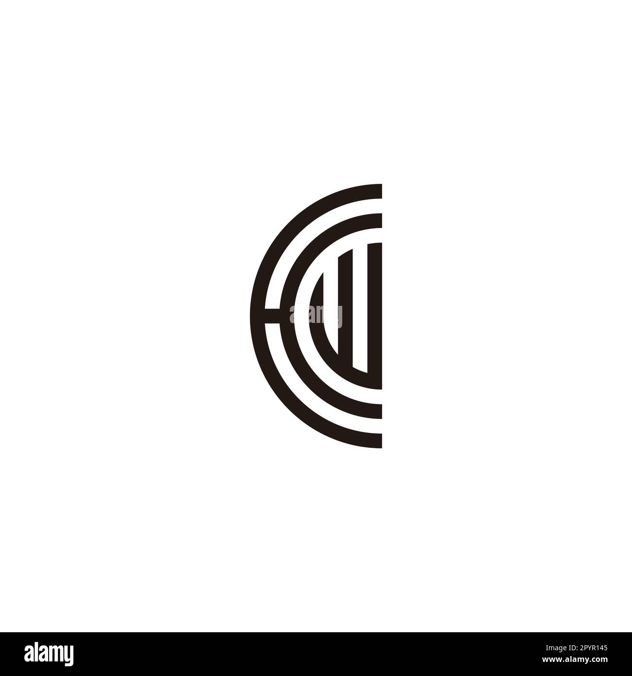 Letter HW semicircle geometric symbol simple logo vector Stock Vector ...