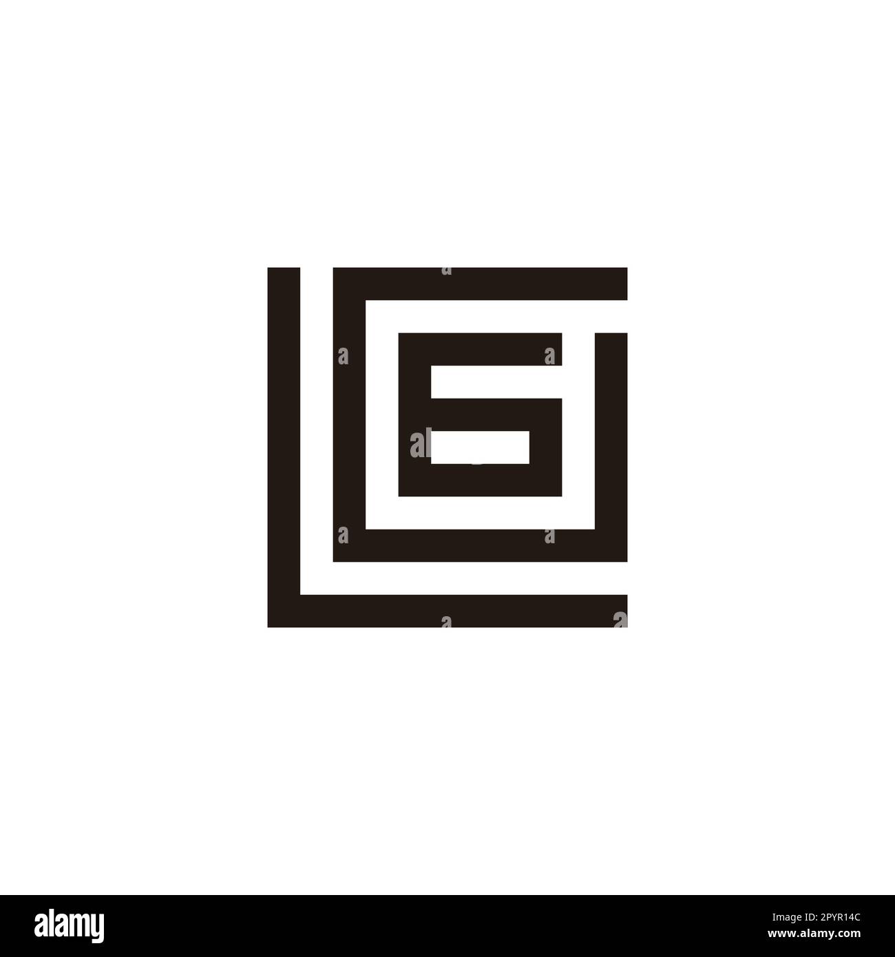 Letter L, G and number 6 square geometric symbol simple logo vector ...