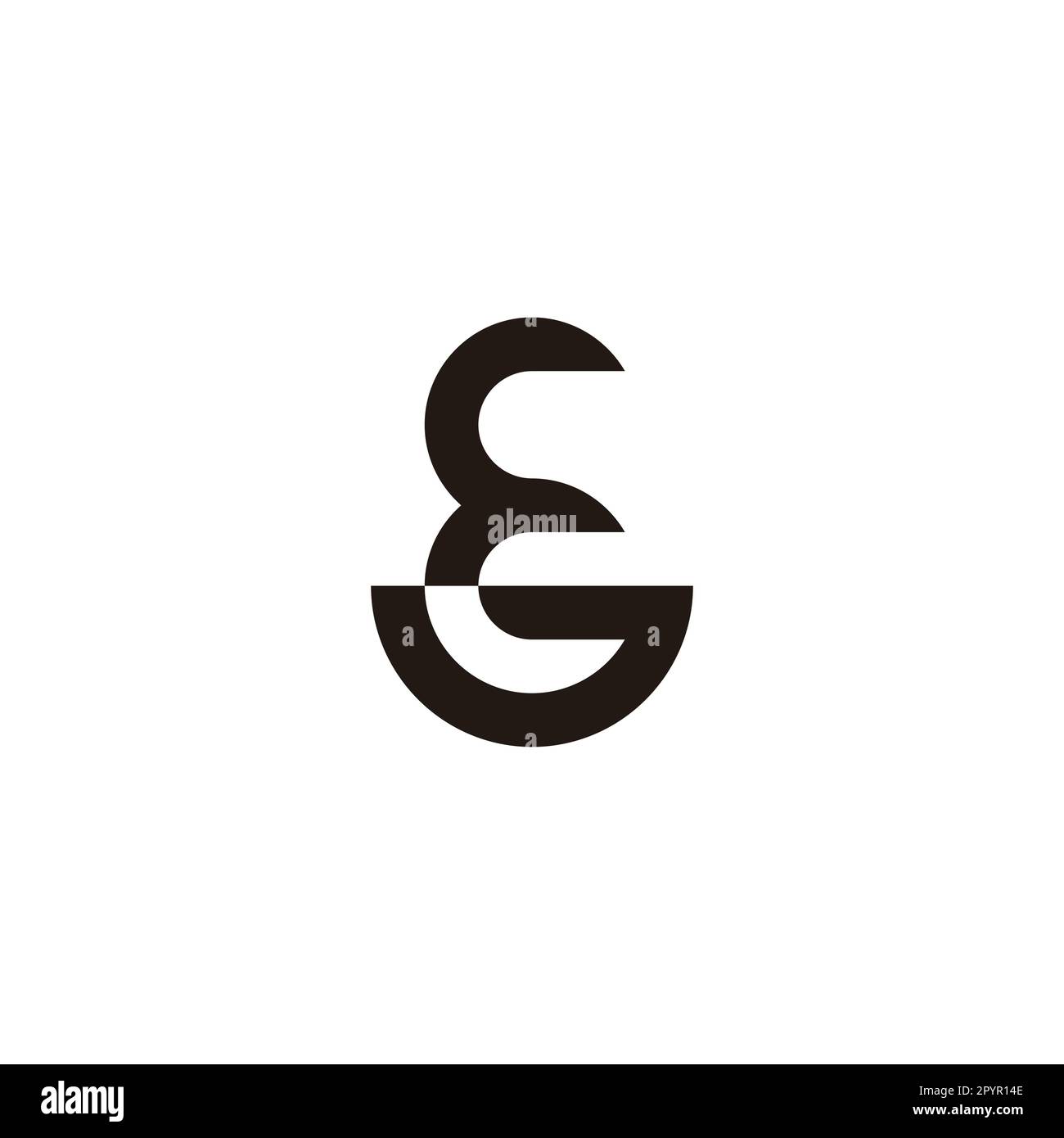 Letter J number 3, curve geometric symbol simple logo vector Stock ...