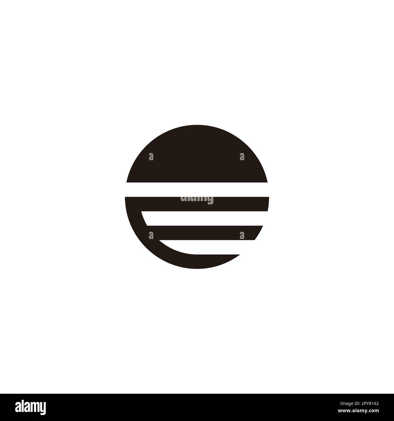 Letter E sunset, circle geometric symbol simple logo vector Stock ...