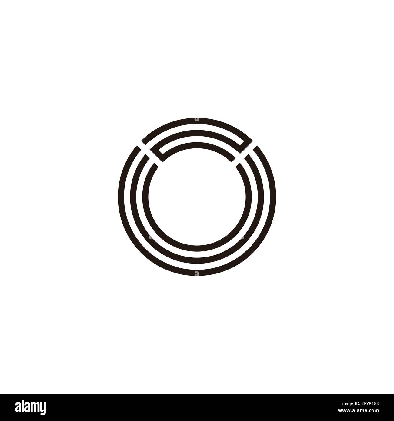 Letter O number 2 lines, circle geometric symbol simple logo vector ...