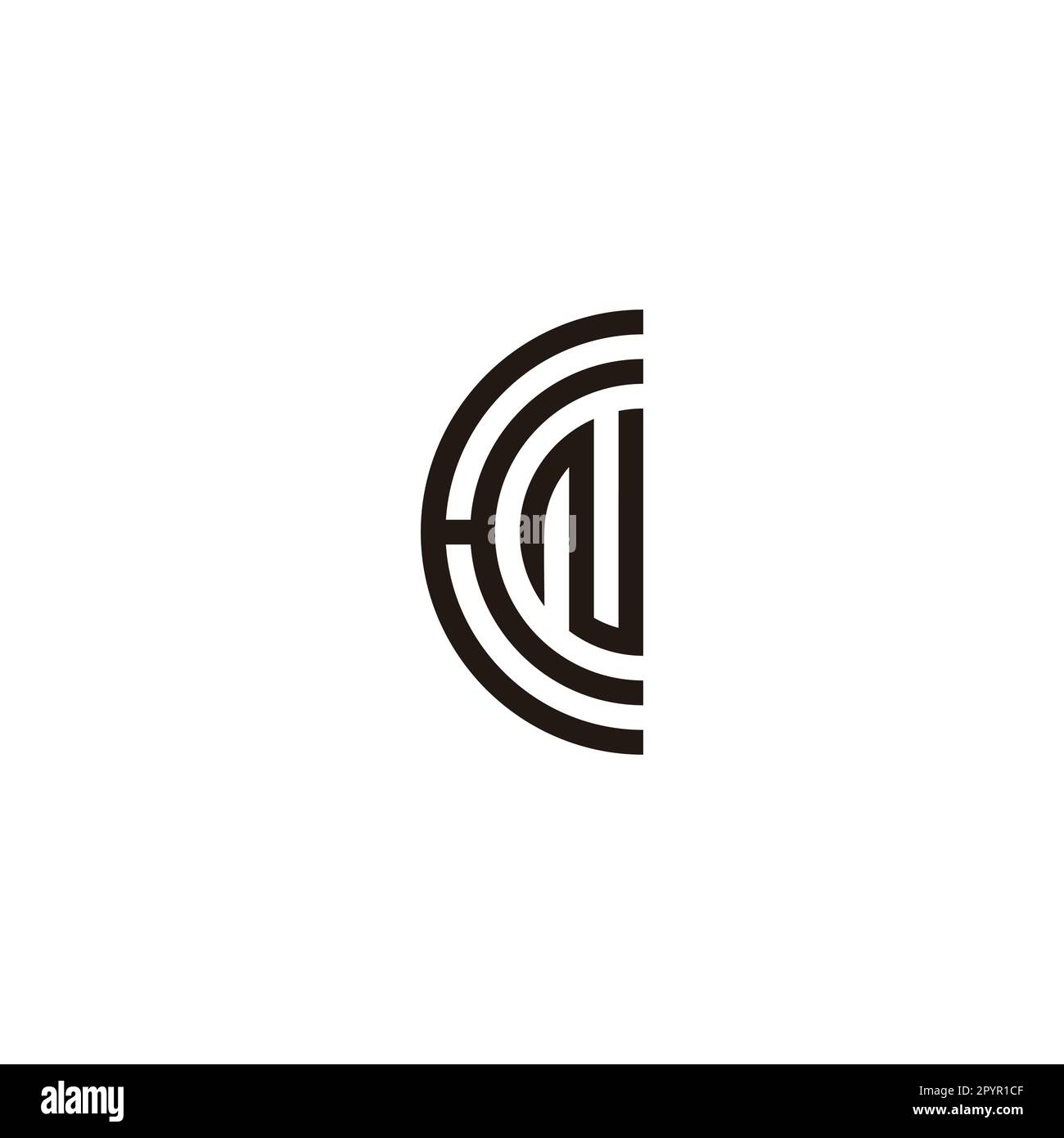 Letter HN semicircle geometric symbol simple logo vector Stock Vector ...