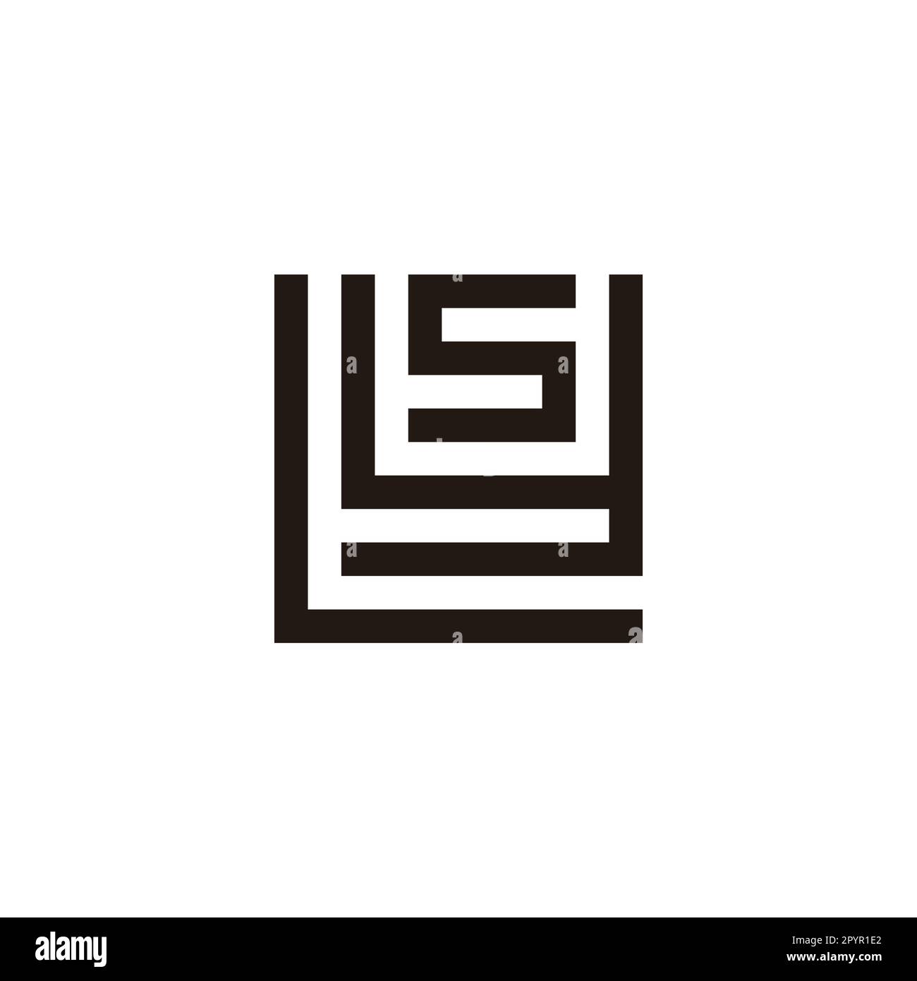 Letter L, y and s square geometric symbol simple logo vector Stock ...