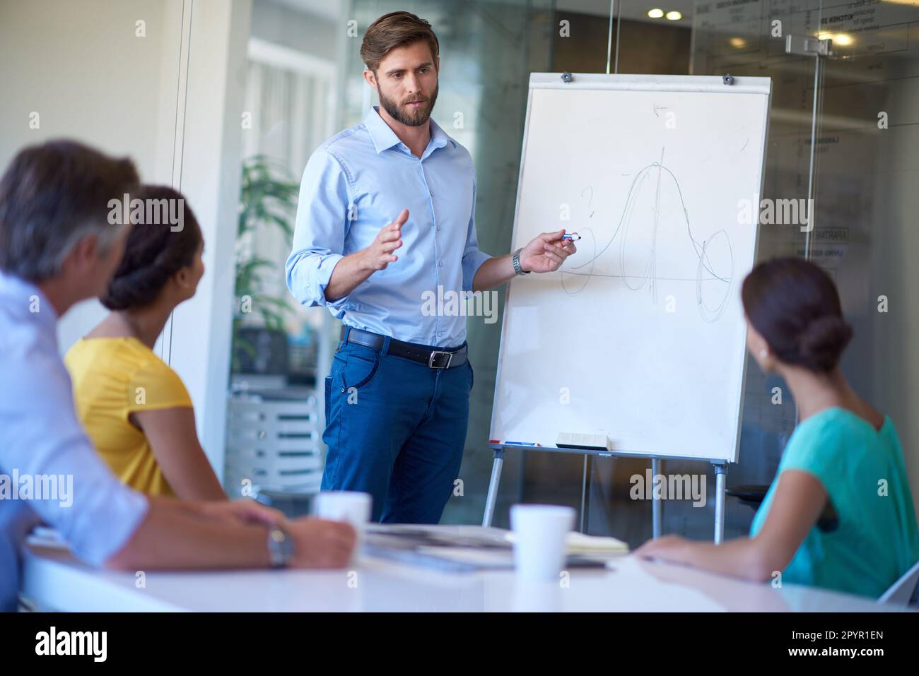Explaining his plan. a handsome young man giving a business ...