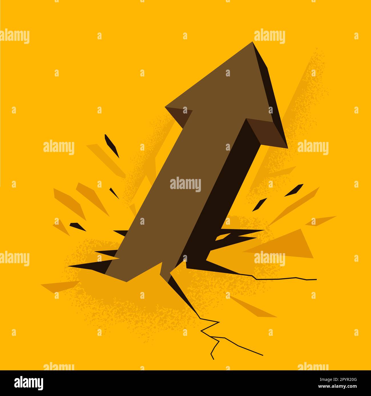 An arrow breaks thought the ground and continues moving upwards ...