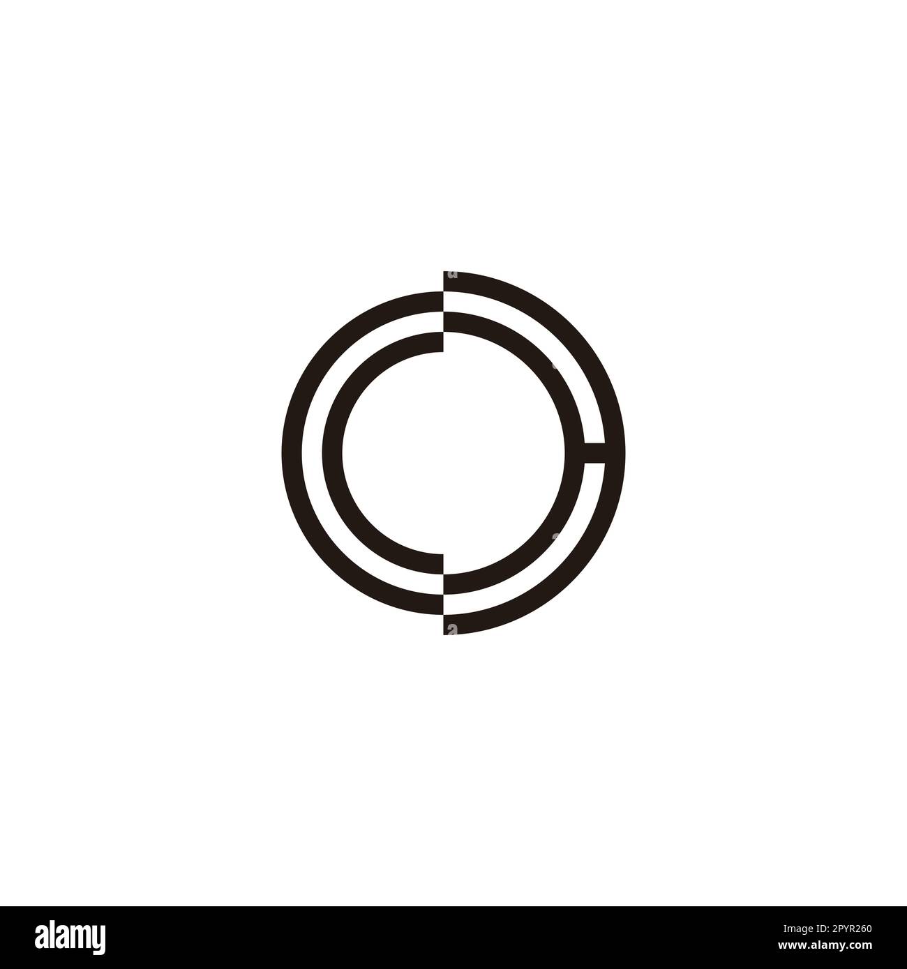 Letter CH circle, lines geometric symbol simple logo vector Stock ...