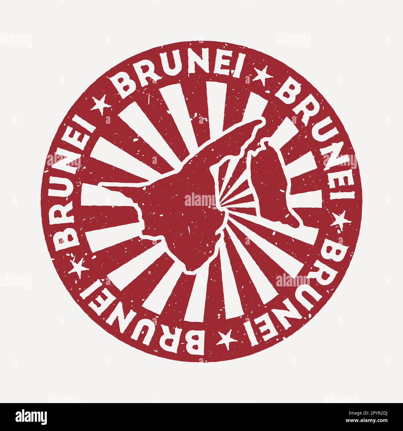 Brunei stamp. Travel red rubber stamp with the map of the country ...