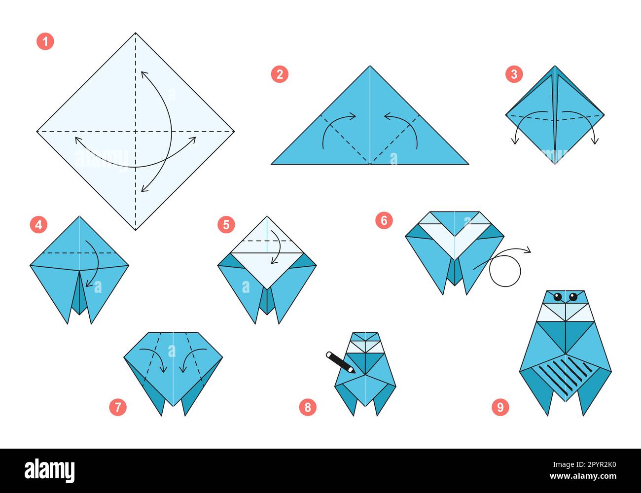 Origami tutorial for kids. Origami cute fly Stock Vector Image & Art - Alamy