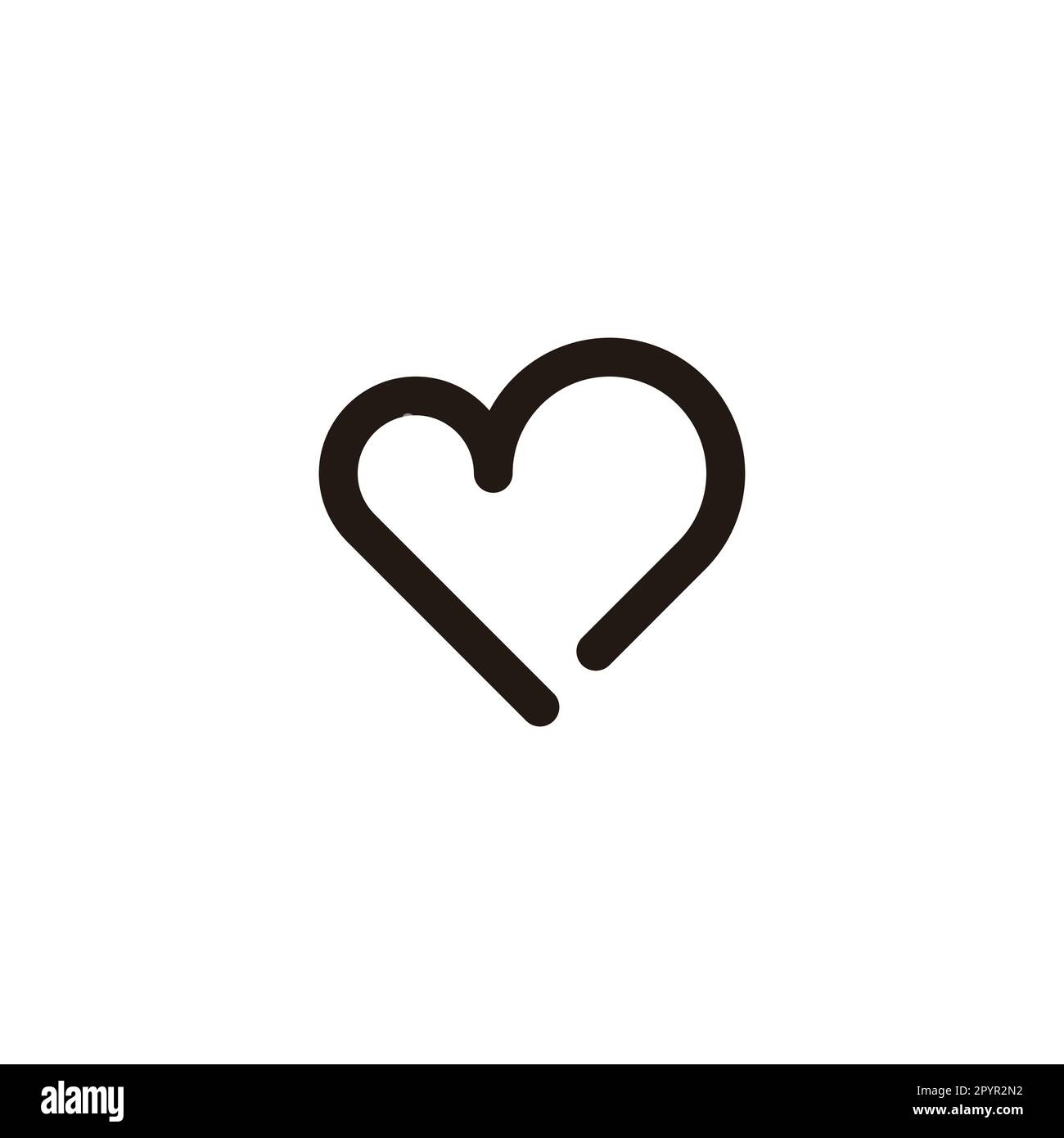 Letter M heart, outline, curve geometric symbol simple logo vector ...