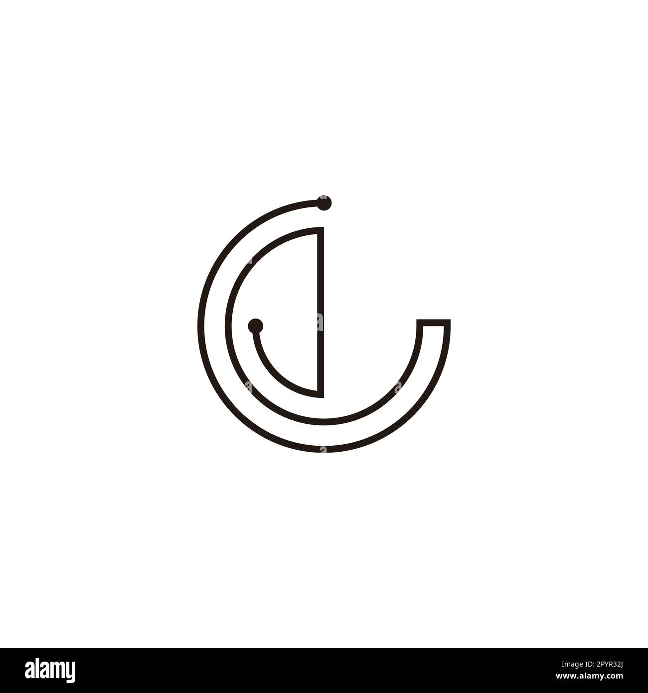 Letter J and G circle, line geometric symbol simple logo vector Stock ...