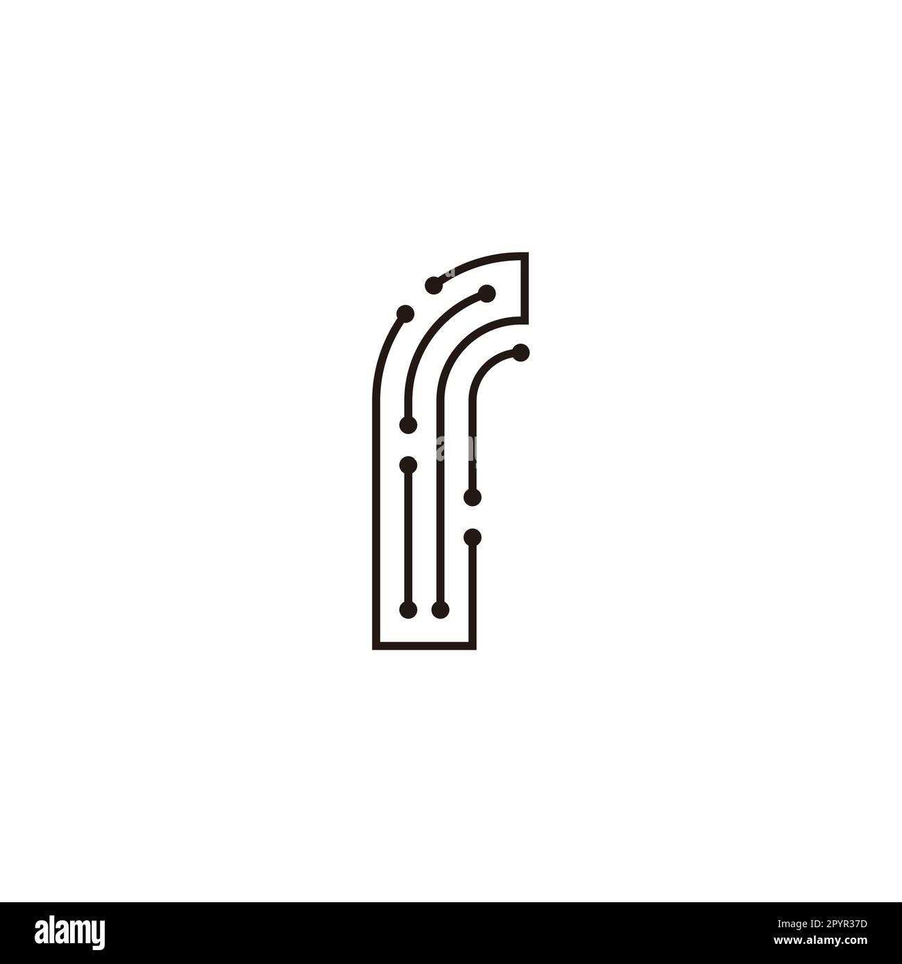 Letter r lines, molecules, technology geometric symbol simple logo ...