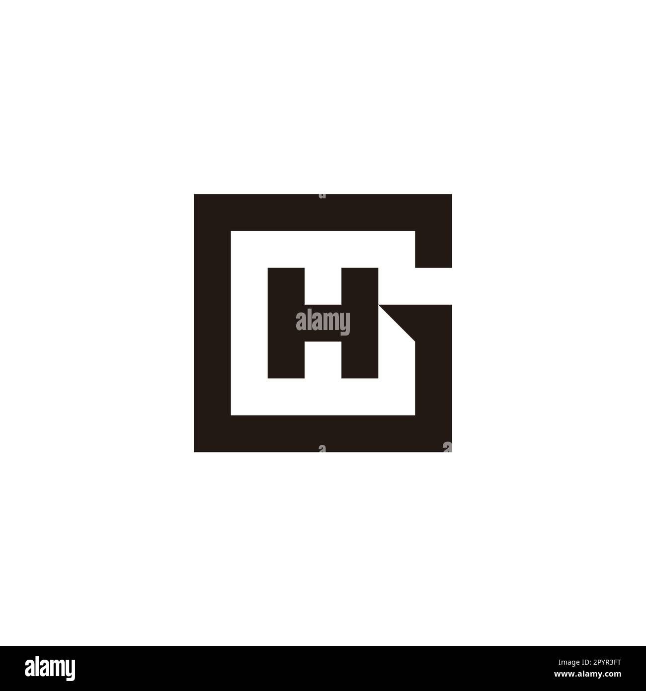 Letter G and H square, outline geometric symbol simple logo vector ...