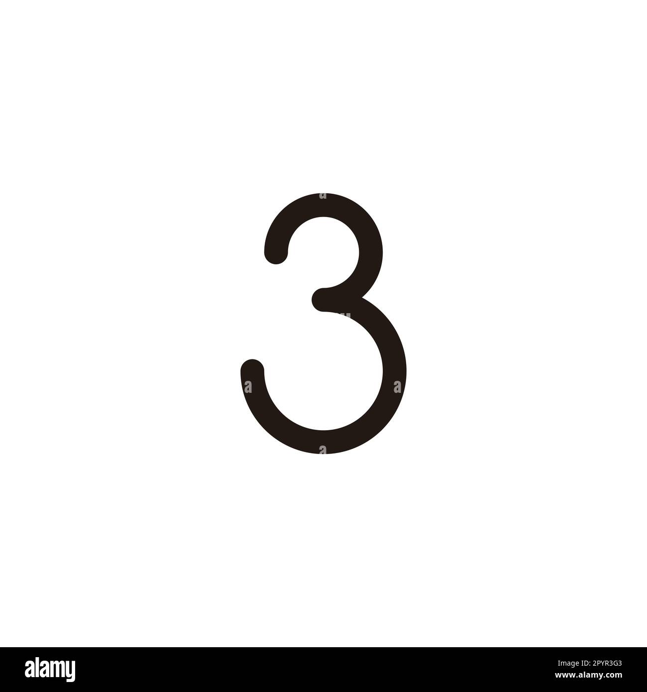Number 3 curve, outline geometric symbol simple logo vector Stock ...