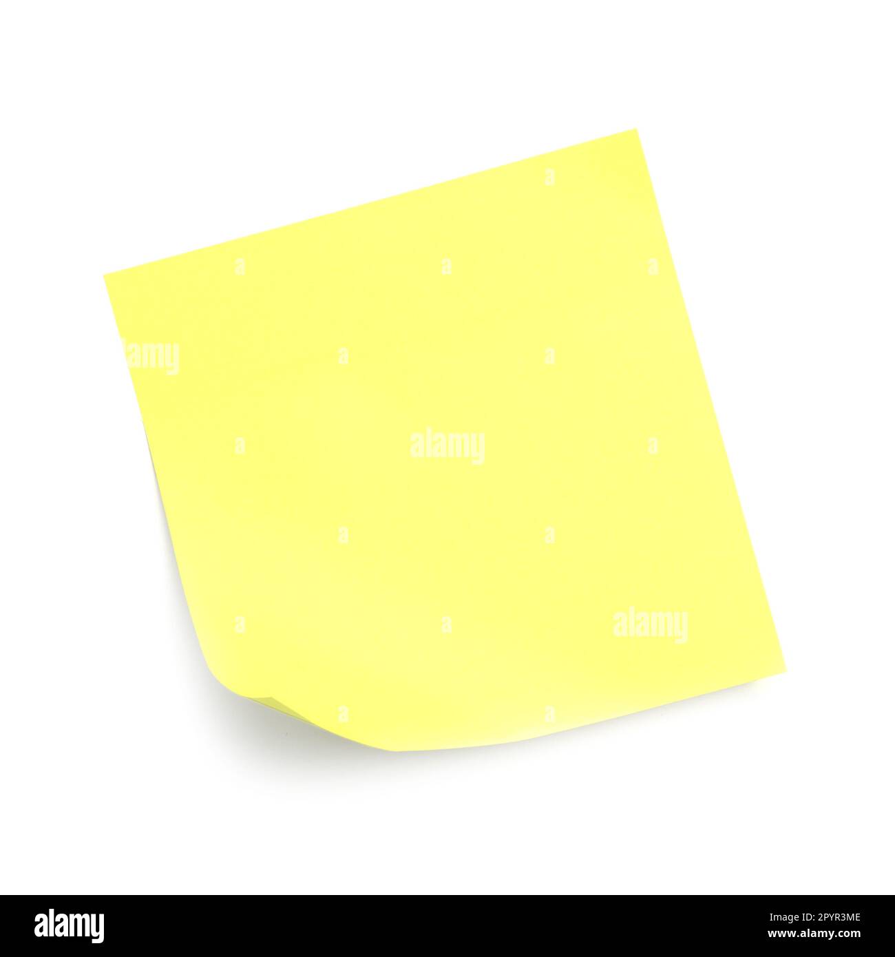 Blank yellow sticky note on white background, top view Stock Photo - Alamy
