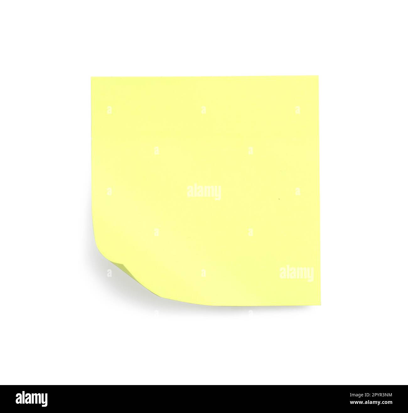 Blank yellow sticky note on white background, top view Stock Photo - Alamy
