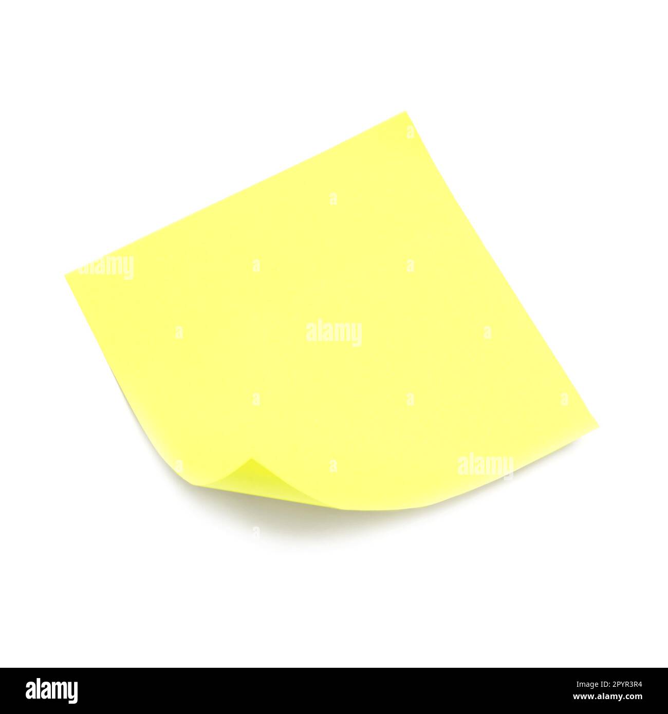 Blank yellow sticky note on white background Stock Photo - Alamy