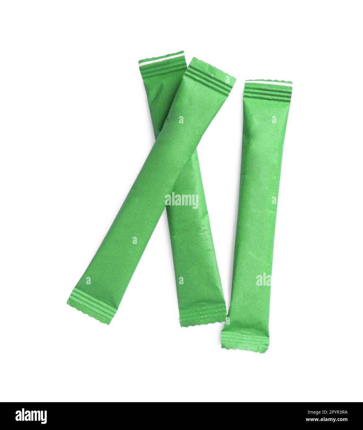 Green sticks of sugar on white background, top view Stock Photo - Alamy