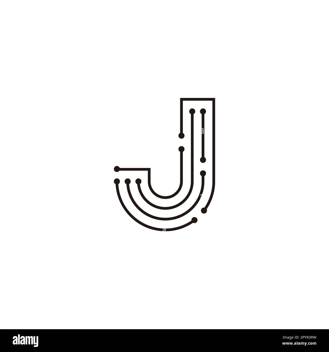 Letter J technology, lines, electric geometric symbol simple logo ...