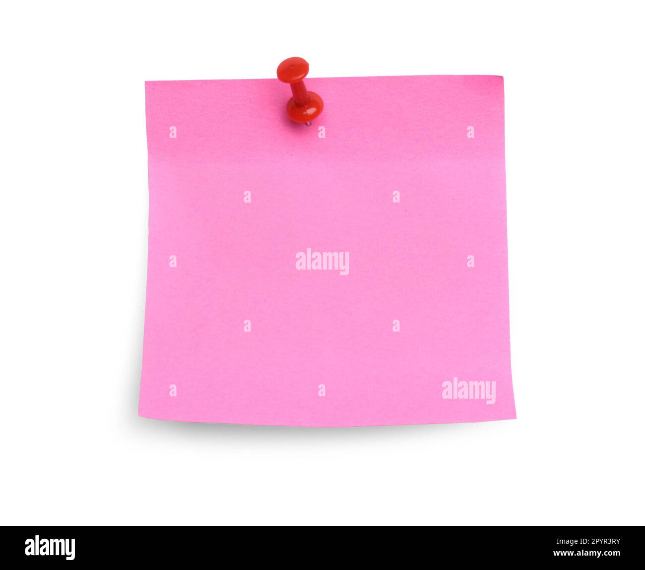 Blank pink note pinned on white background, top view Stock Photo - Alamy