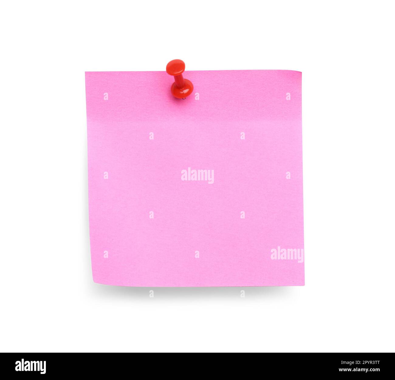 Blank pink note pinned on white background, top view Stock Photo - Alamy