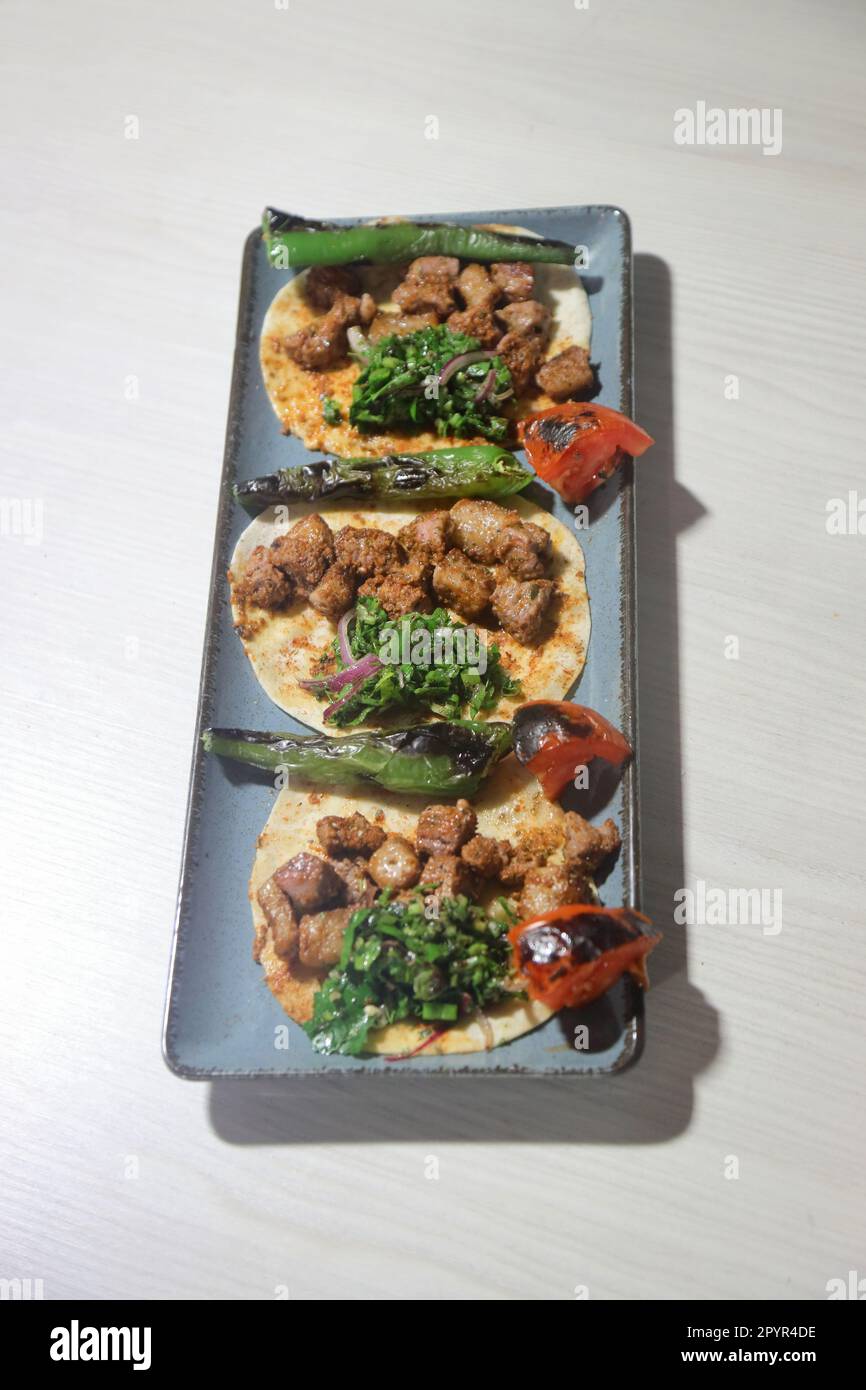 Traditional delicious Turkish foods; Turkish name; Shish kebab Stock ...
