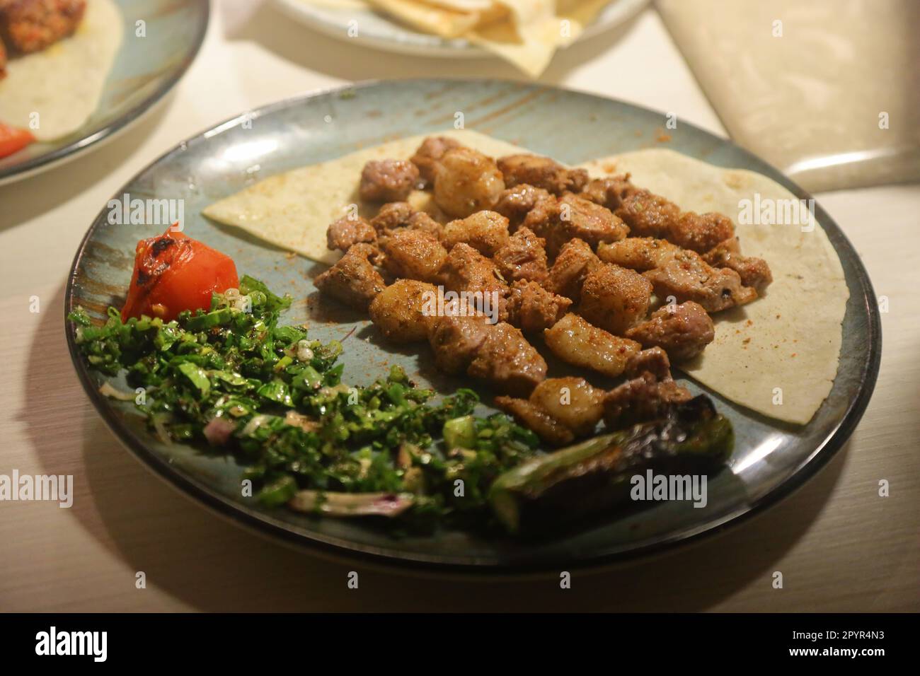 Traditional delicious Turkish foods; Turkish name; Shish kebab Stock ...