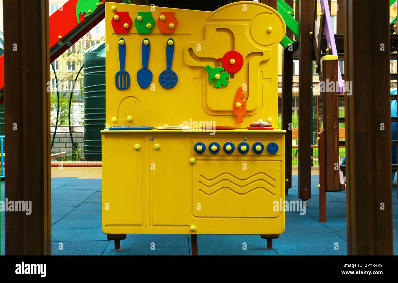 Colourful busy board on outdoor playground in residential area Stock ...
