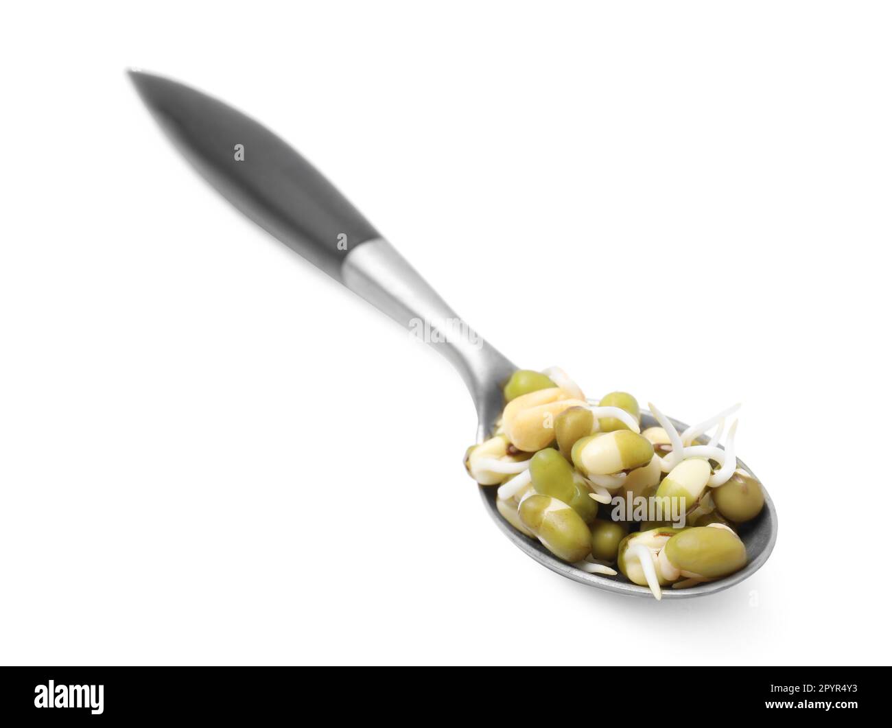 Spoon with fresh sprouted mung beans isolated on white Stock Photo - Alamy