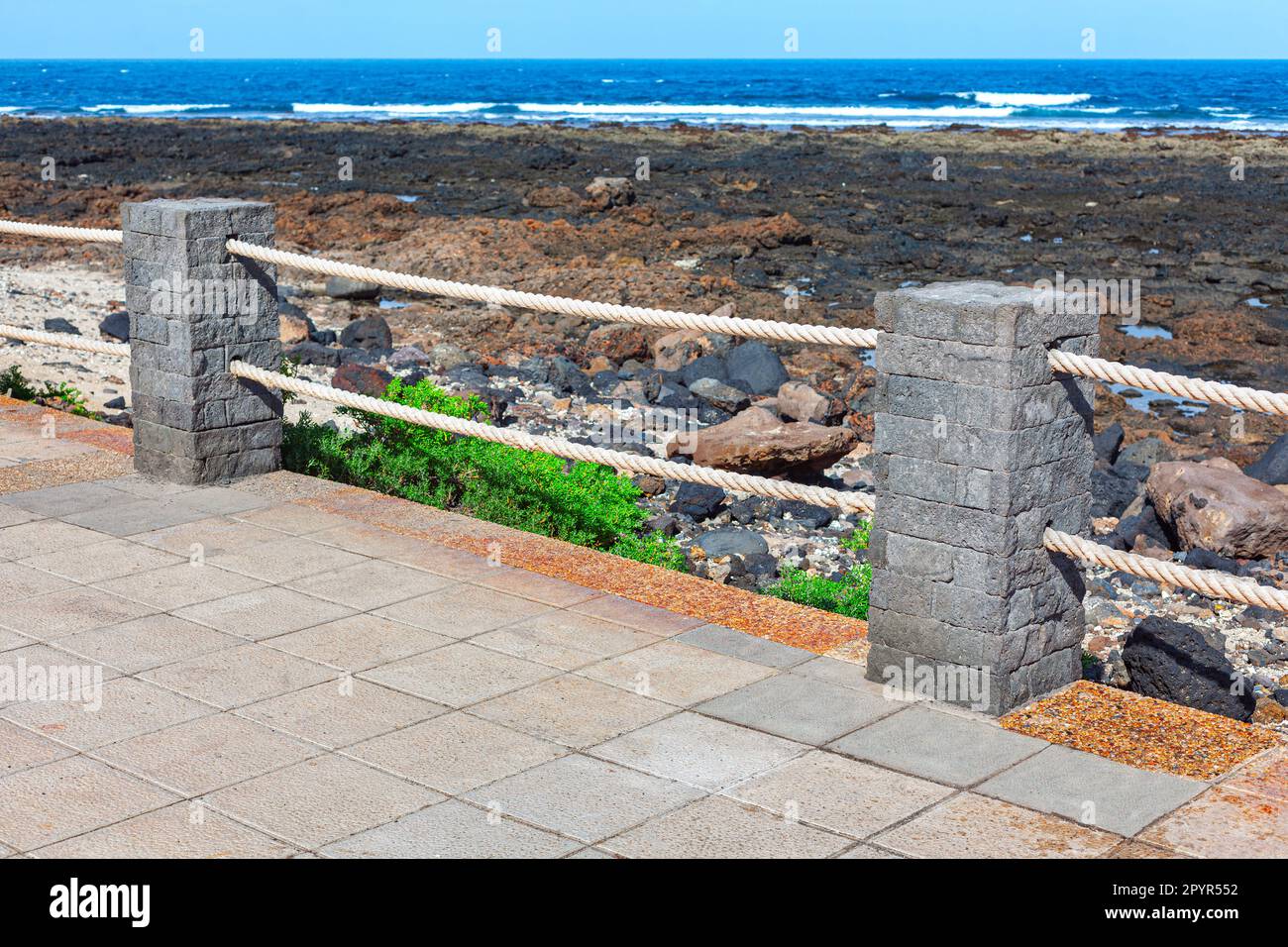 Coastal pedestrian sidewalk . Pavement for walking on the coast Stock ...