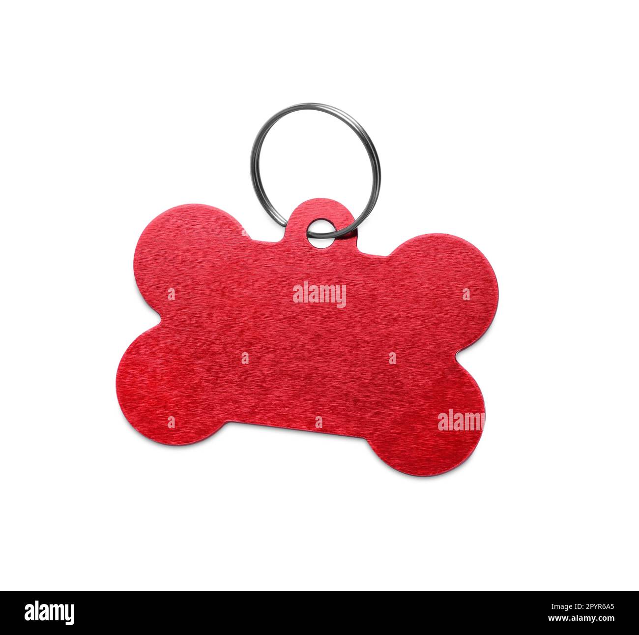 Red metal bone shaped dog tag with ring isolated on white Stock Photo ...