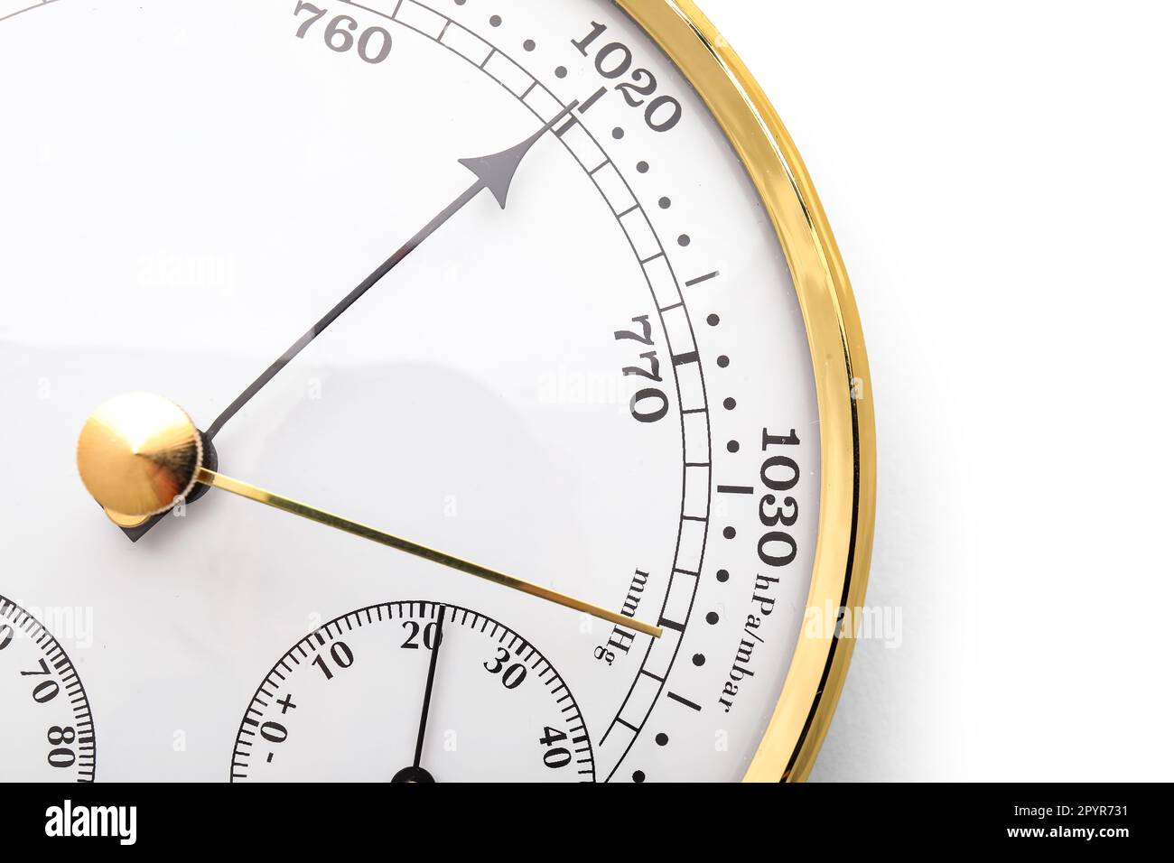 Aneroid barometer isolated on white background Stock Photo - Alamy