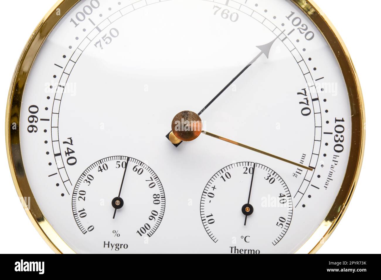 Aneroid barometer isolated on white background Stock Photo - Alamy