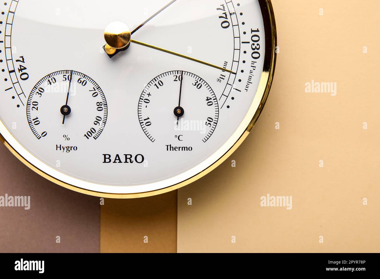 Aneroid barometer on colorful background Stock Photo - Alamy