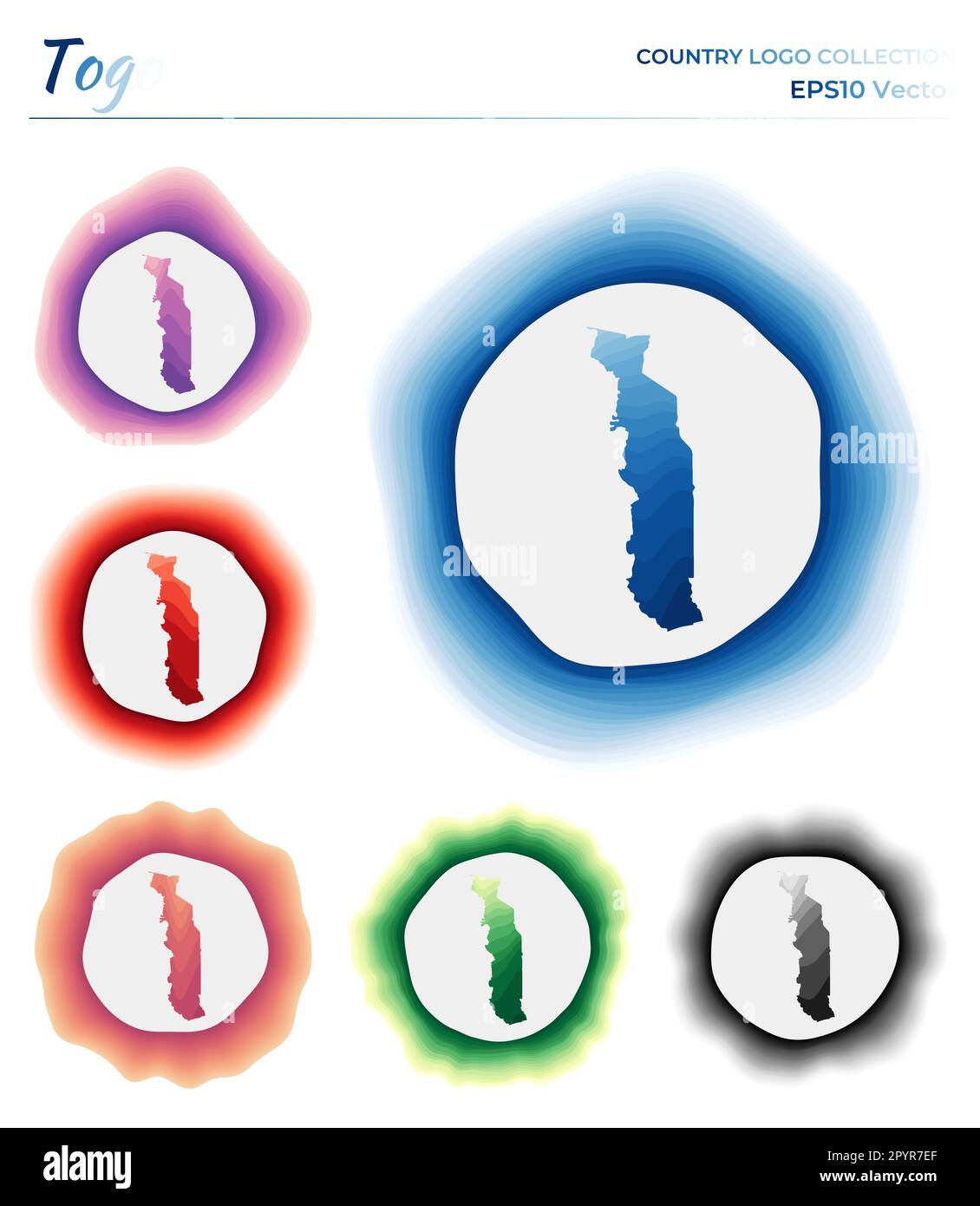 Togo logo collection. Colorful badge of the country. Layers around Togo ...